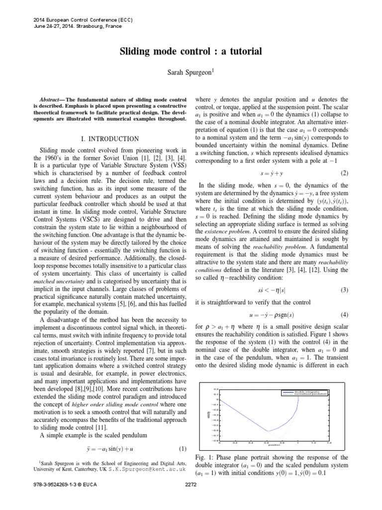 Sliding Mode Control A Tutorial | PDF | Control Theory | Matrix ...