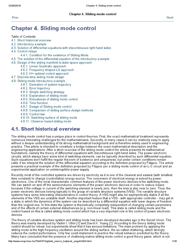 Chapter 4. Sliding Mode Control | PDF | Control Theory | Matrix ...