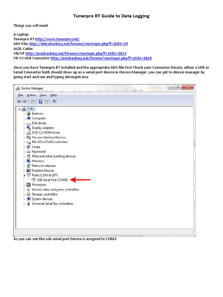 Tunerpro RT Datalogging & OSEPlugin Guide | PDF | Usb | Electrical ...