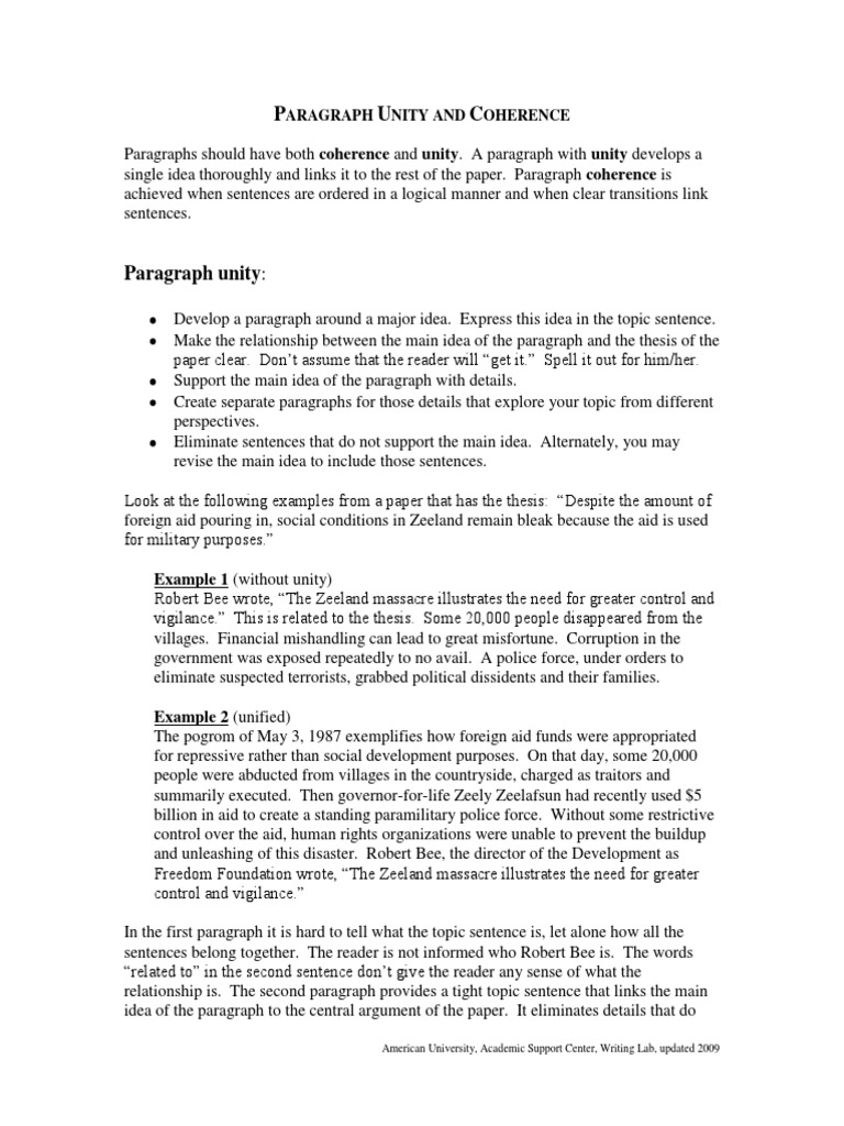 Paragraph Unity and Coherence PDF | PDF | Karl Marx | Truth
