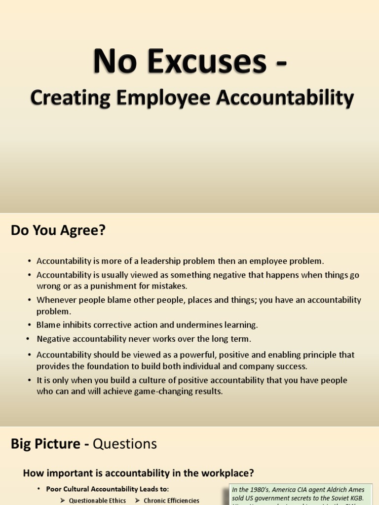 No Excuses - Creating Employee Accountability | PDF | Trust (Emotion ...