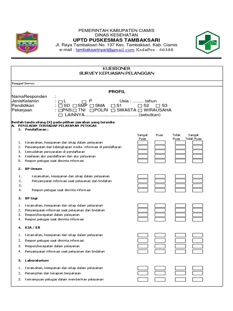 Form Survey Kepuasan Pelanggan | PDF