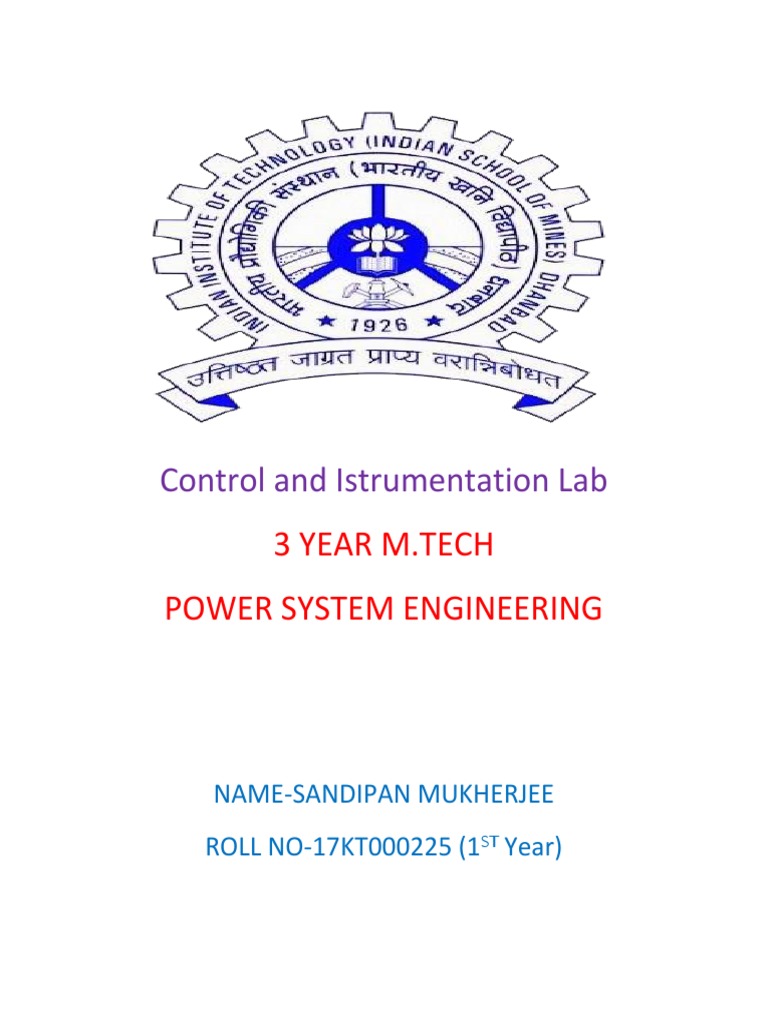 Control and Istrumentation Lab: 3 Year M.Tech Power System Engineering | PDF