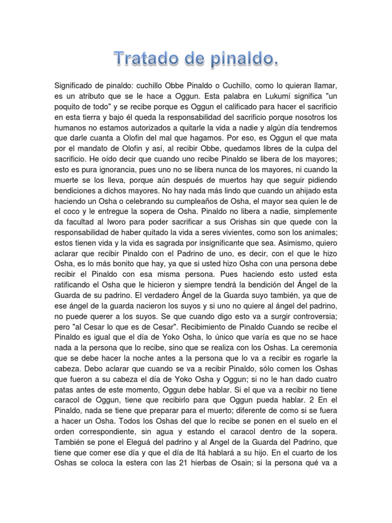 Significado y Ritual del Pinaldo | PDF | Santeria | Religión y creencia