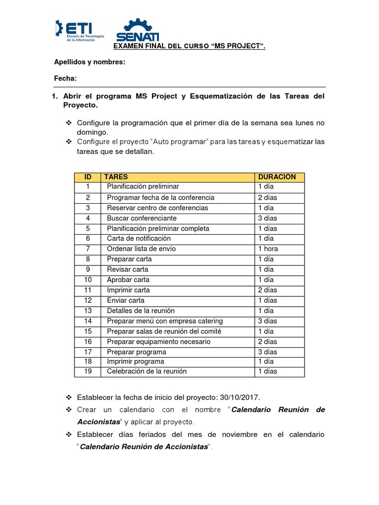 Examen Final Project2 | PDF | Calendario
