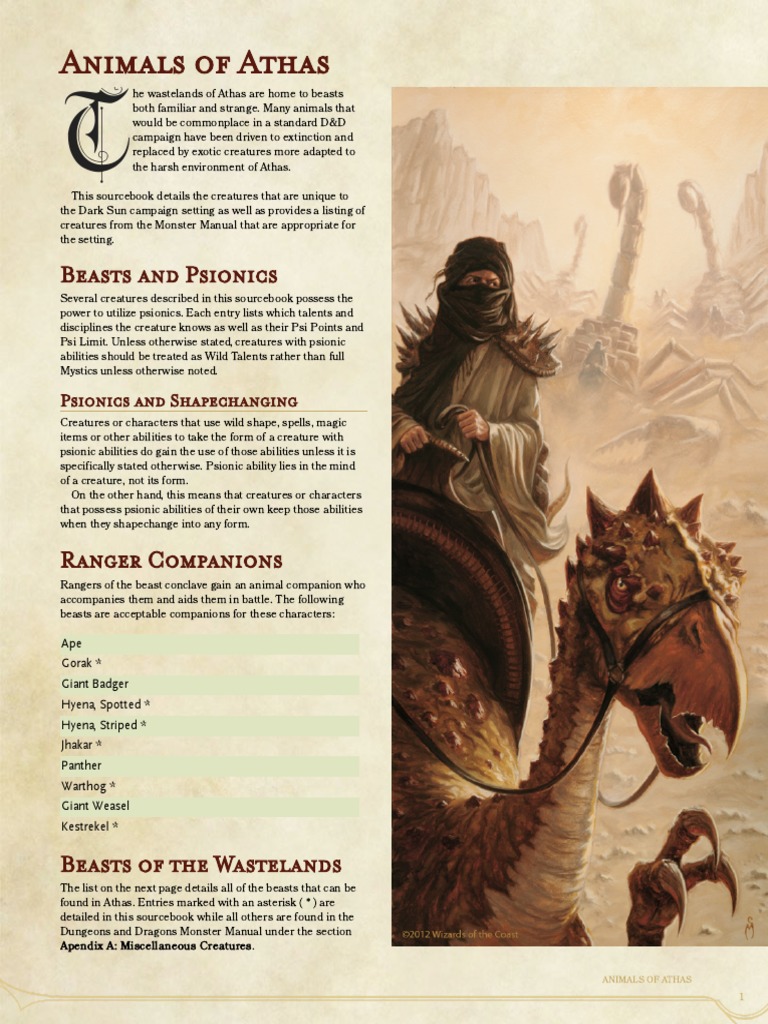 Unique Creatures of Athas | PDF | Nature