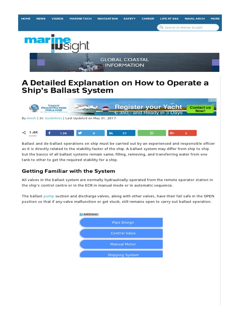 A Detailed Explanation On How To Operate A Ship's Ballast System | PDF ...