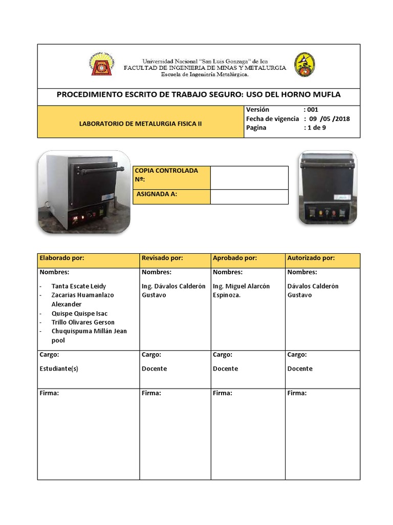 Pets Horno Mufla | PDF | Laboratorios | Temperatura