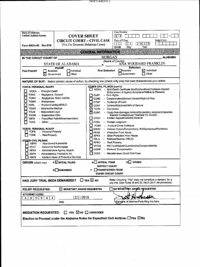 Morgan County DA Sues Sheriff Ana Franklin | PDF