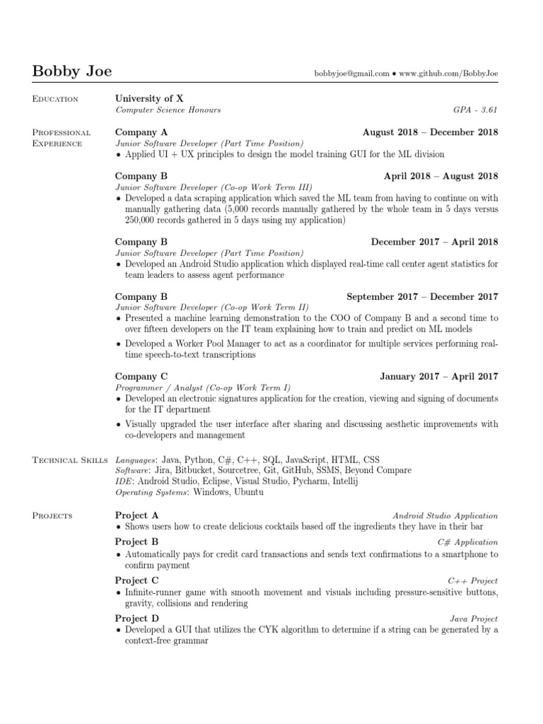 Anonymous Resume | PDF | Programmer | Graphical User Interfaces