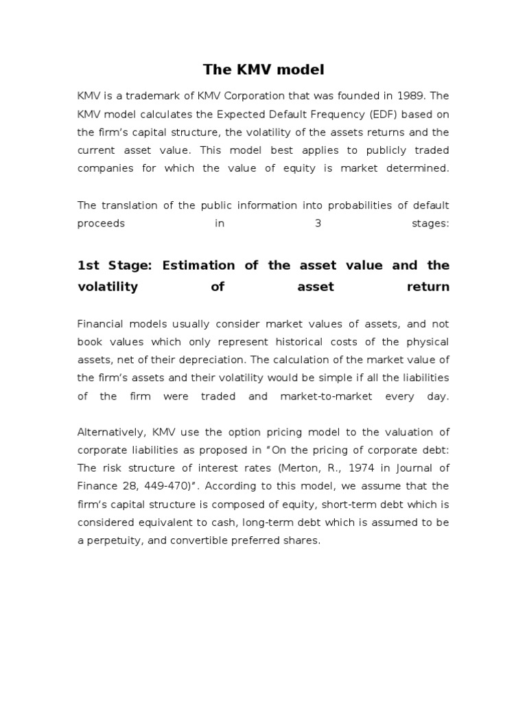 KMV Model | PDF | Capital Structure | Valuation (Finance)