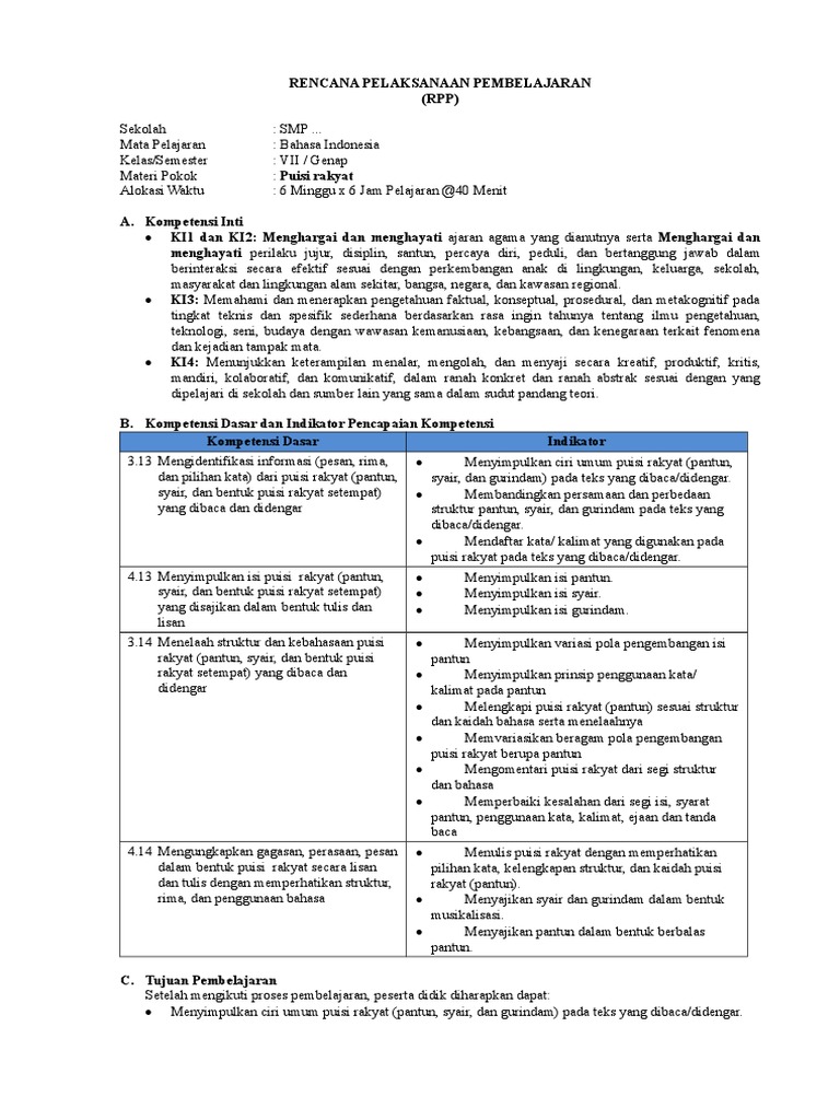 Contoh Format Rpp K13