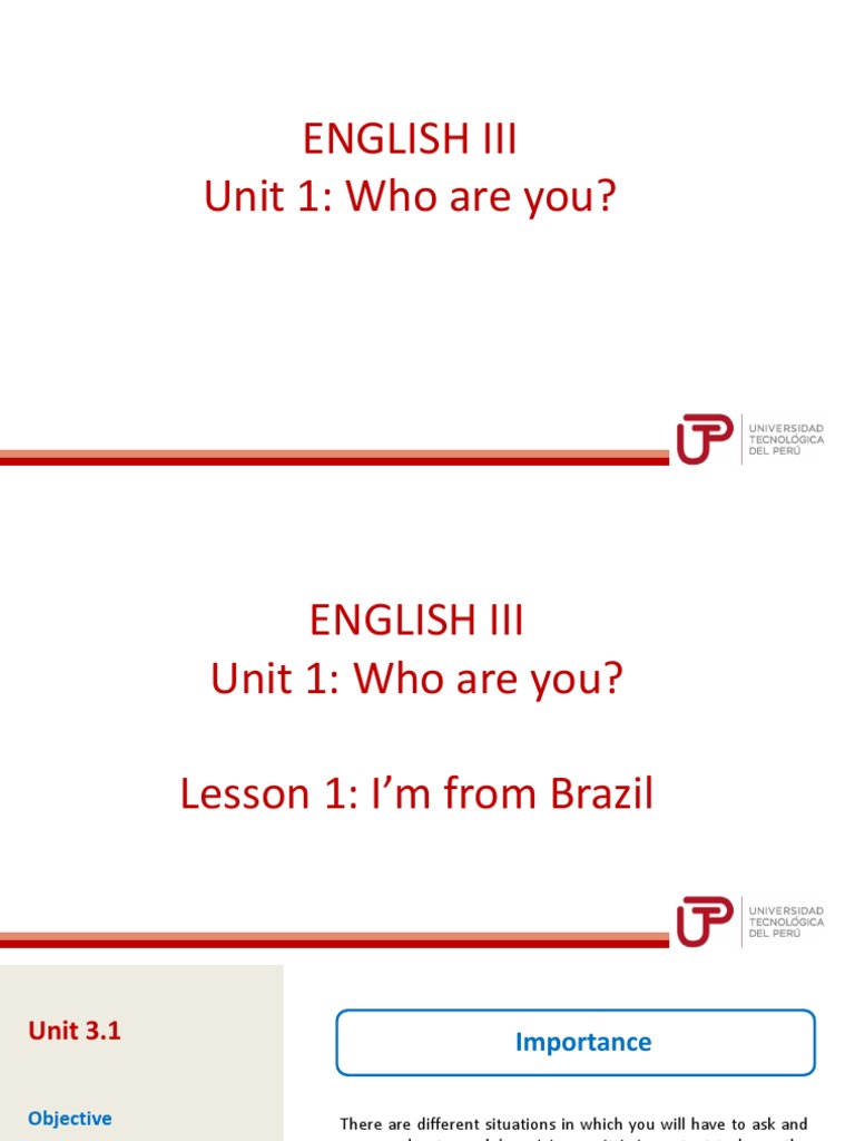 English 3 - Unit 1-Lesson 1 | PDF | English Language | Subject (Grammar)