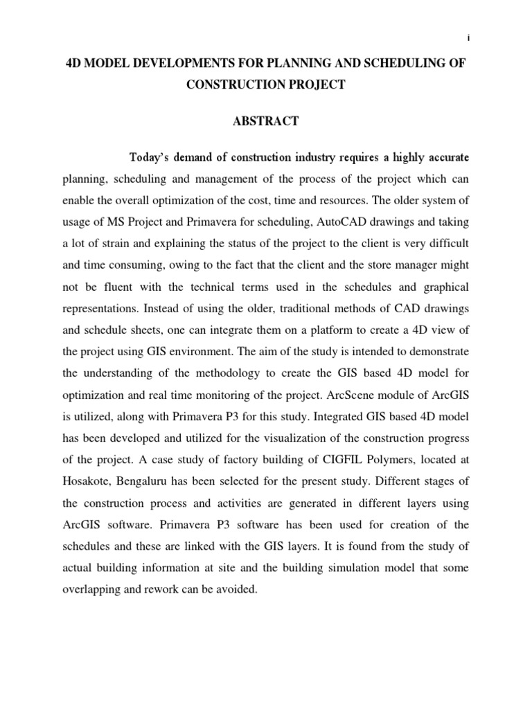 Civil GIS 4D Model Development For Planning and Scheduling of ...