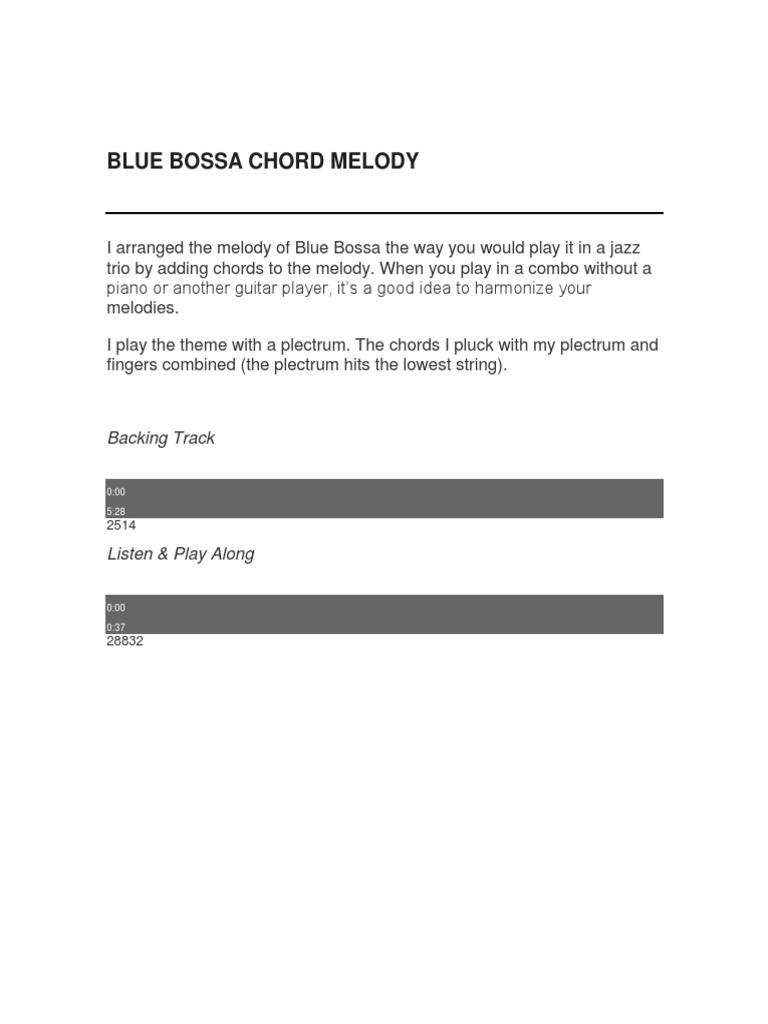Blue Bossa Chord Melody Arreglar | PDF | Chord (Music) | Scale (Music)