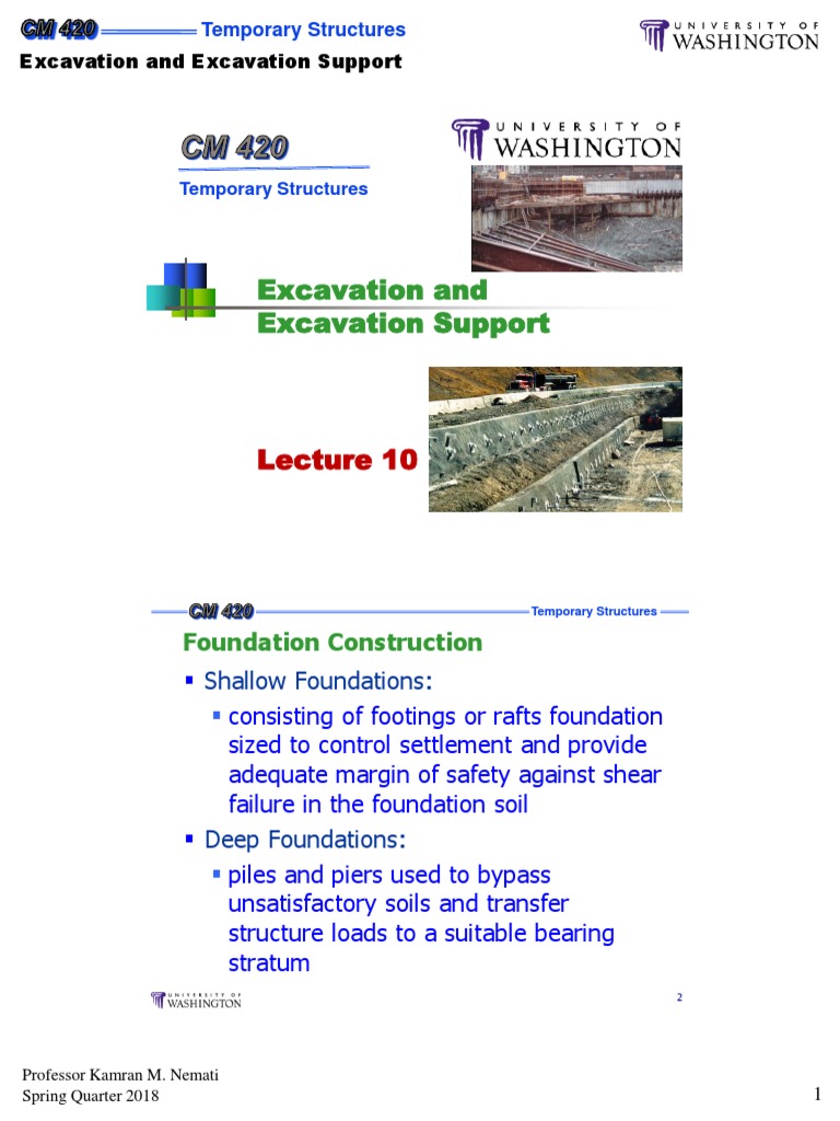 Excavation and Excavation Support: Foundation Construction | PDF ...