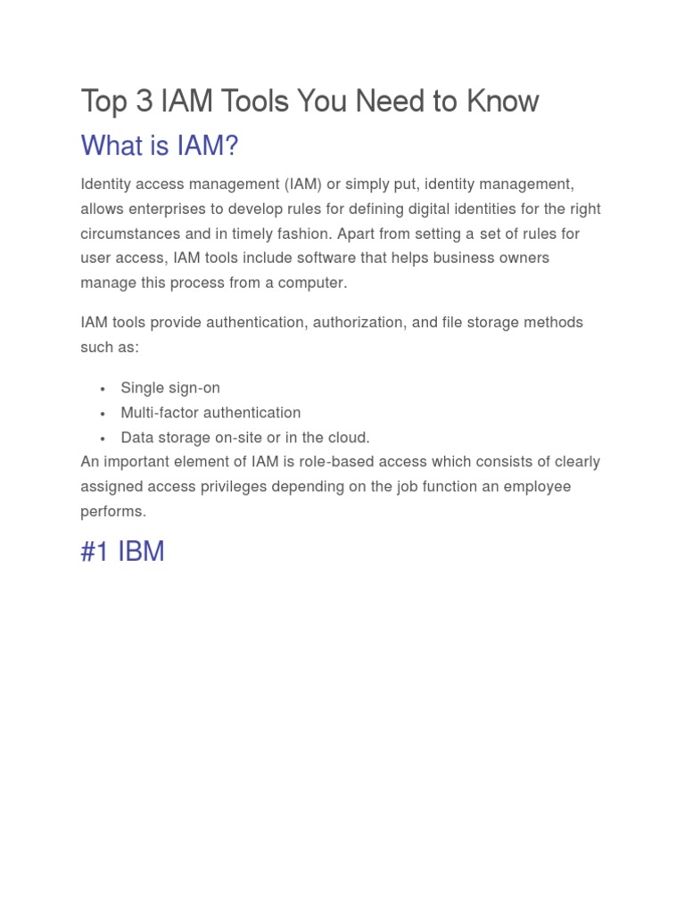 Top 3 IAM Tools | PDF | Cloud Computing | Analytics