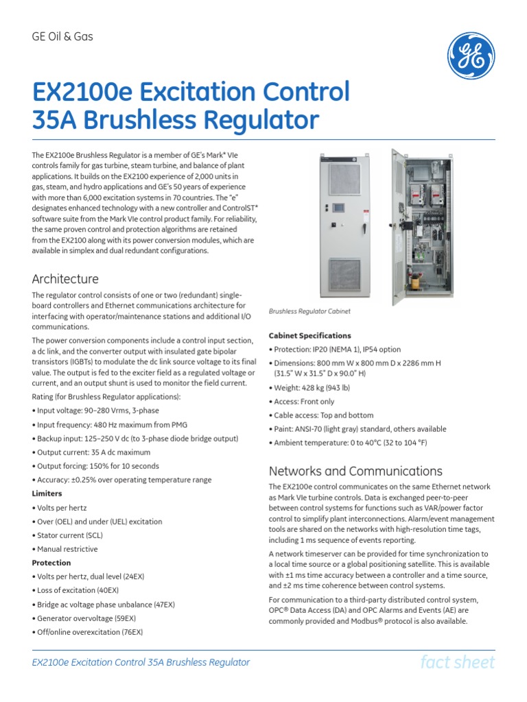 Gea31898 Ex2100e Excitation Control For Hydro Generators r7 | PDF ...