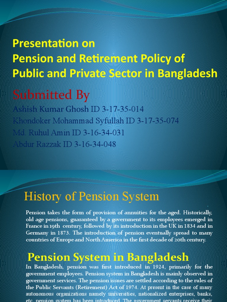 Presentation On Pension and Retirement Policy of Public and Private ...