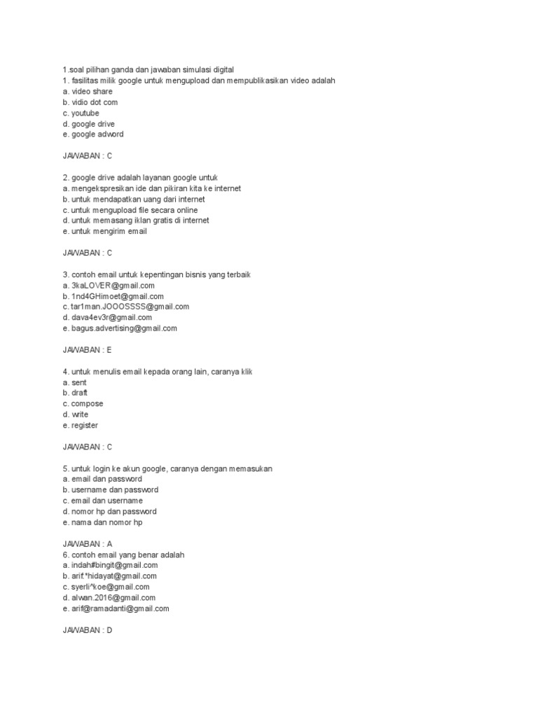 Soal Simdig 2 | PDF | Karier & Perkembangan