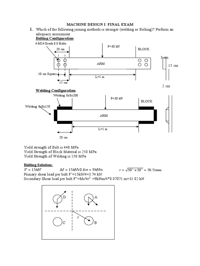 Machine Design I Final Exam Solutions | PDF | Strength Of Materials ...