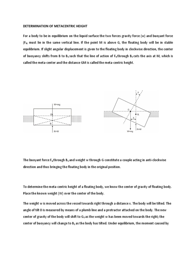 Metacentric Height Calculation Explained | PDF