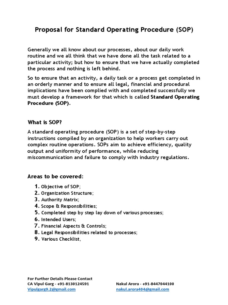 Proposal For SOP | PDF