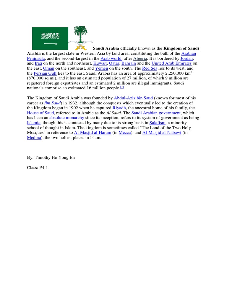 Research On Saudi Arabia | PDF