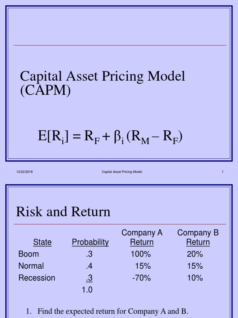 Capital Asset Pricing Model | PDF | Capital Asset Pricing Model | Beta ...