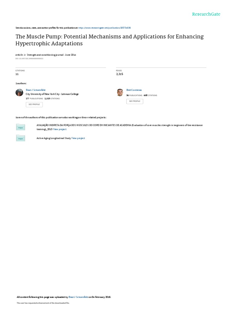 The Muscle Pump Potential Mechanisms and Applications | PDF | Muscle ...
