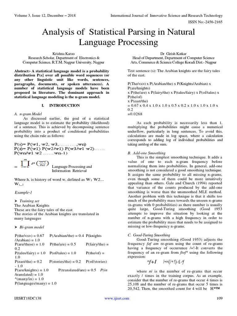 Analysis of Statistical Parsing in Natural Language Processing | PDF ...
