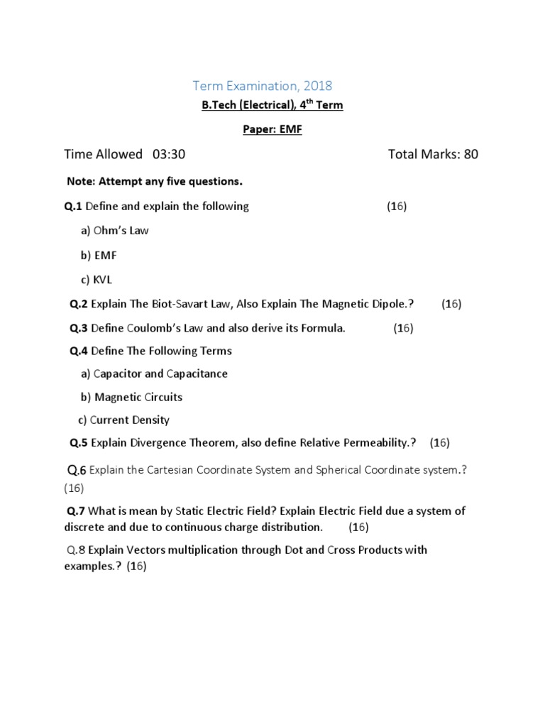 Term Examination, 2018 | PDF