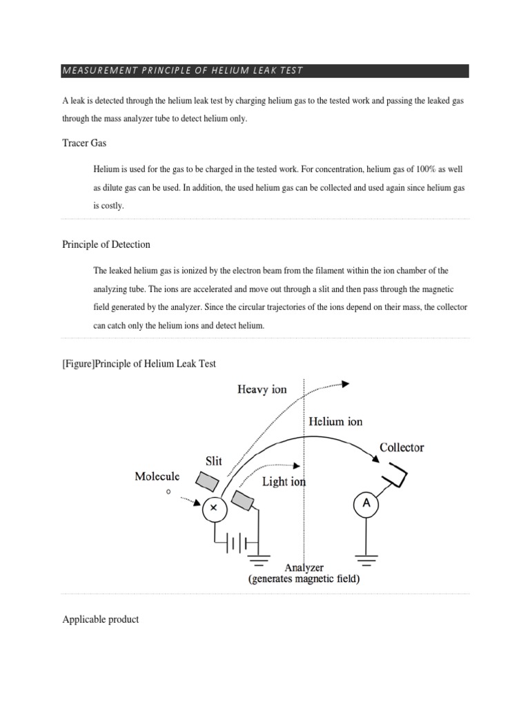 Measurement Principle of Helium Leak Test: Tracer Gas | PDF