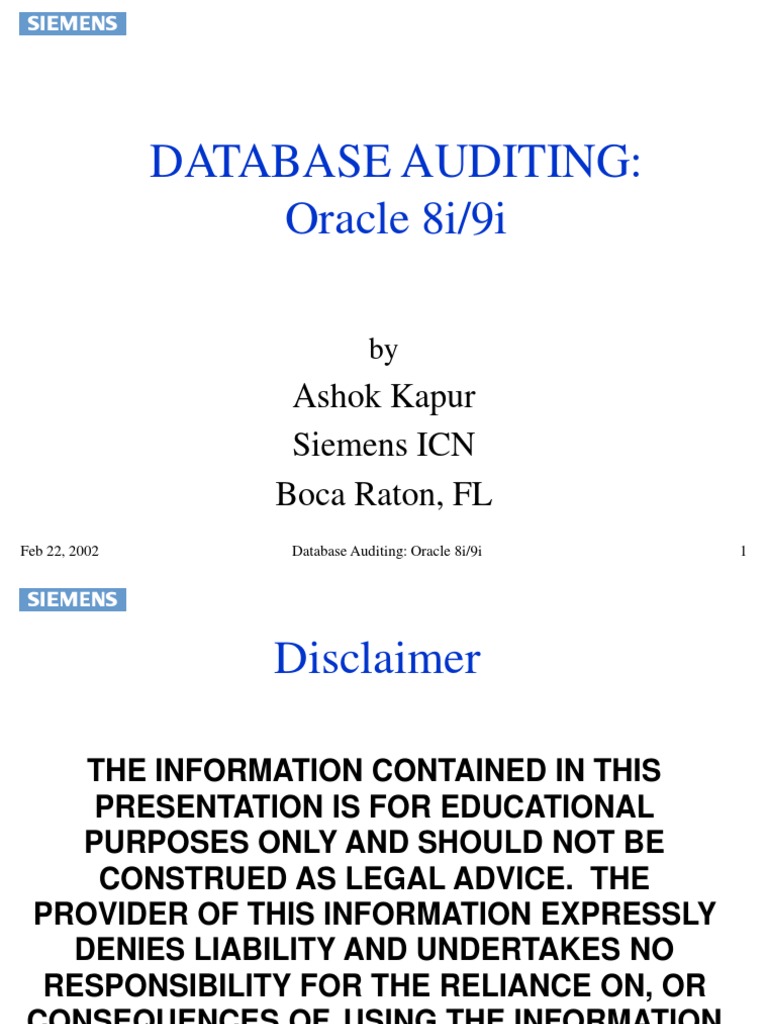 Database Auditing | PDF | Oracle Database | Databases