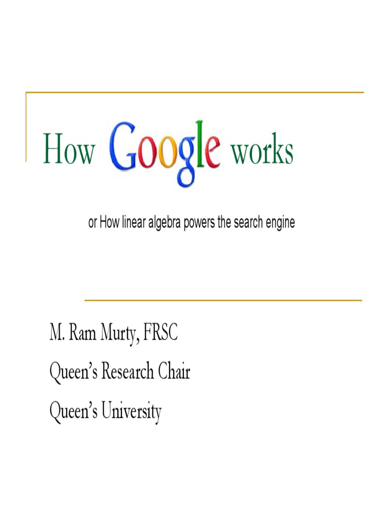 How Works: M. Ram Murty, FRSC Queen's Research Chair Queen's University ...