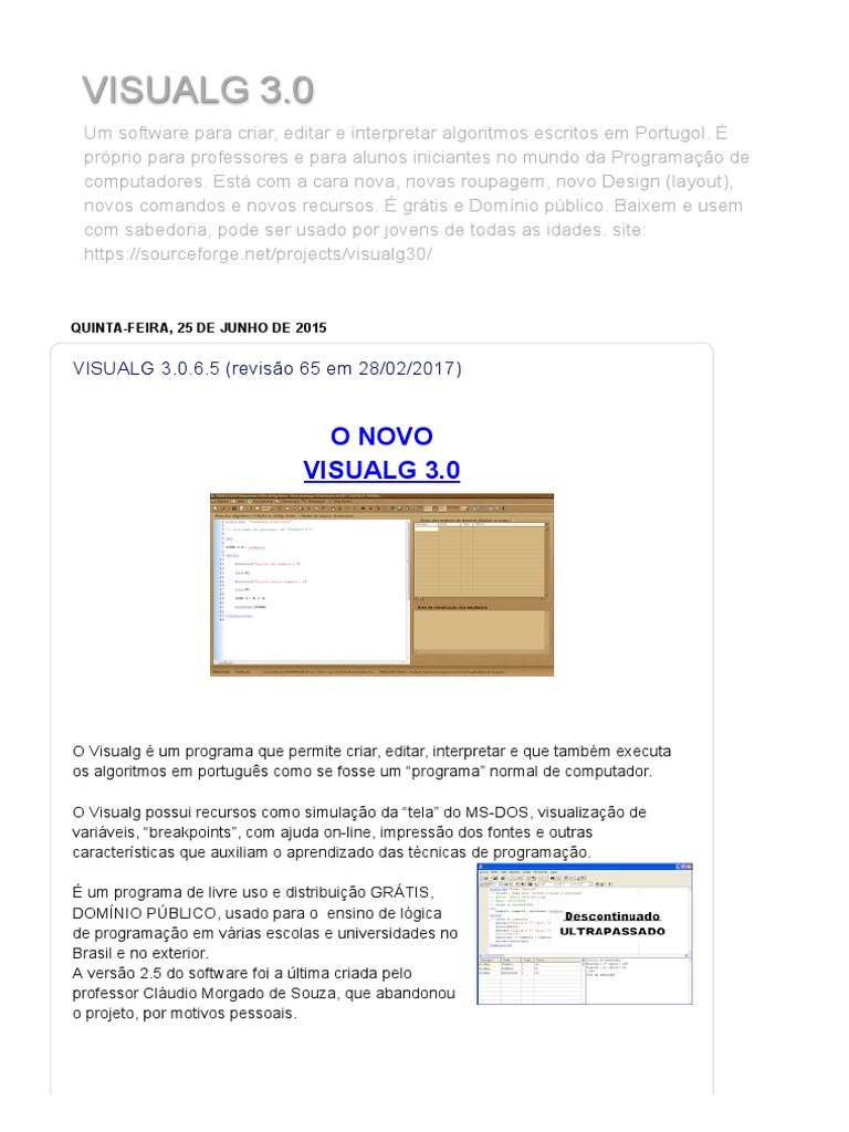 Visualg 3.0 PDF | PDF | Programação de computadores | Algoritmos
