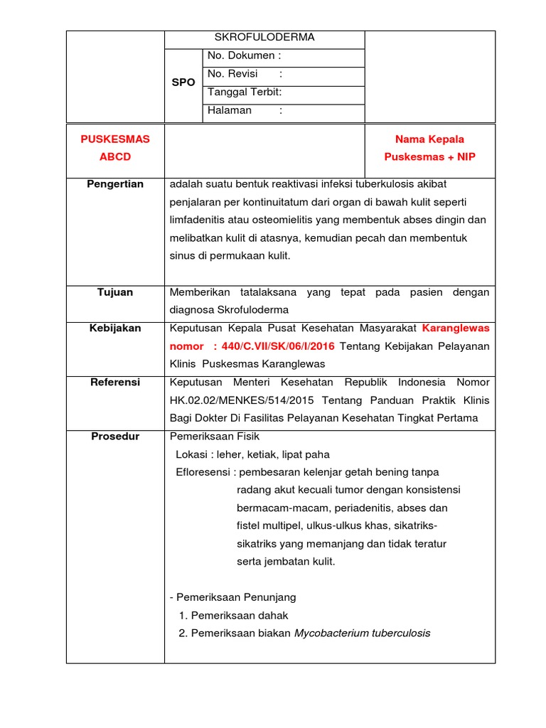 Sop Skrofuloderma S | PDF