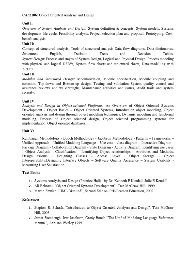 OOAD Syllabus | PDF | Object (Computer Science) | Unified Modeling Language OOAD Syllabus | PDF | Object (Computer Science) | Unified Modeling Language