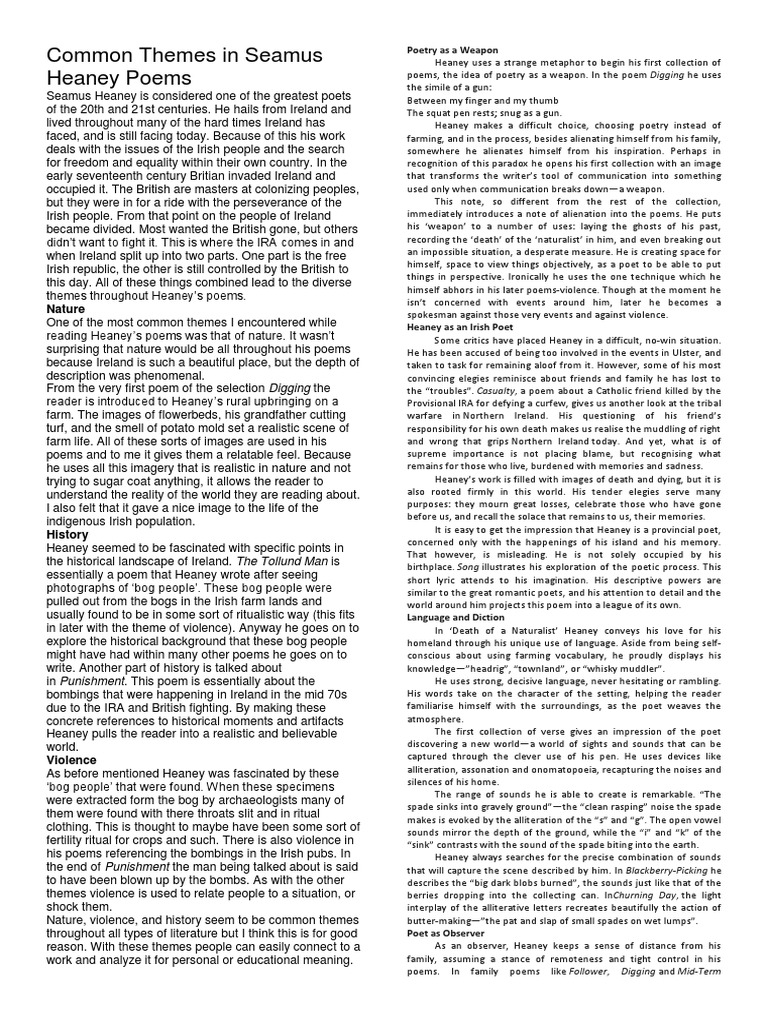 Seamus Heaney | PDF | Poetry | Northern Ireland