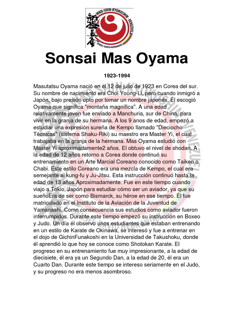 Biografia Sosai Oyama, Logo Shink | PDF | Deportes de combate | Artes ...