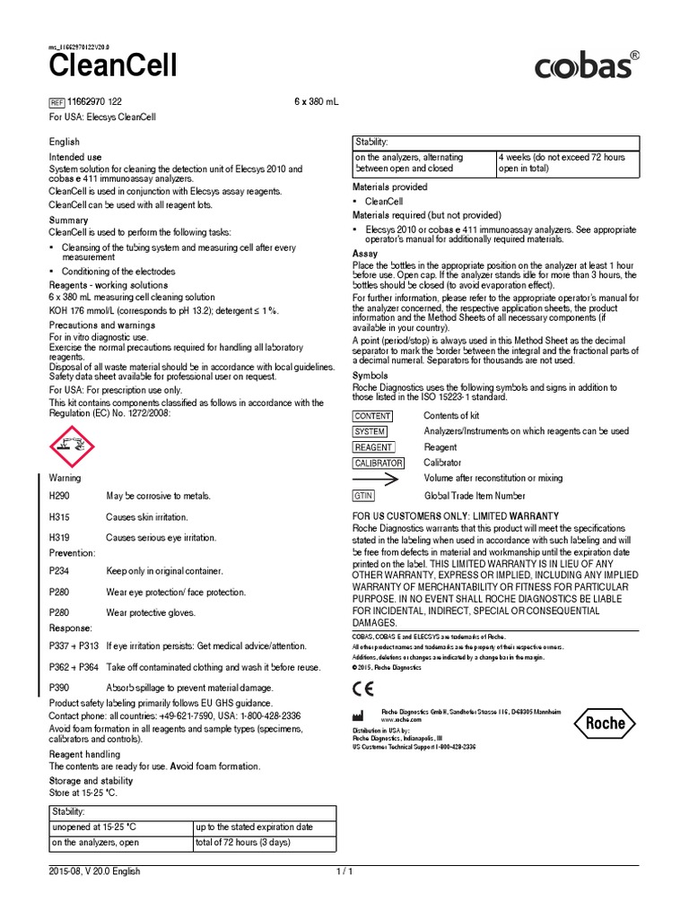 Insert - Cleancell.ms 11662970122.V20.En | PDF | Immunoassay | Chemistry