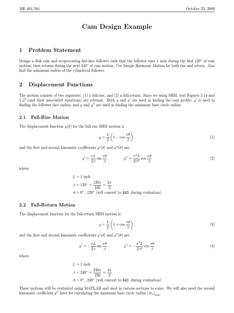 Cam Example PDF | PDF | Circle | Kinematics