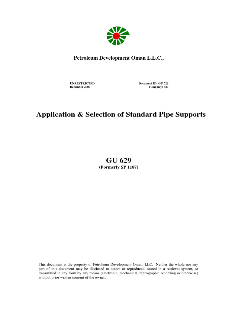 GU-629 Application and Selection of Standard Pipe Supports (Formerly ...