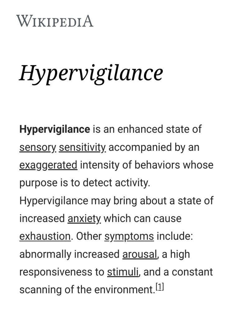 Hypervigilance - Wikipedia | PDF | Anxiety | Psychiatry Related Fields