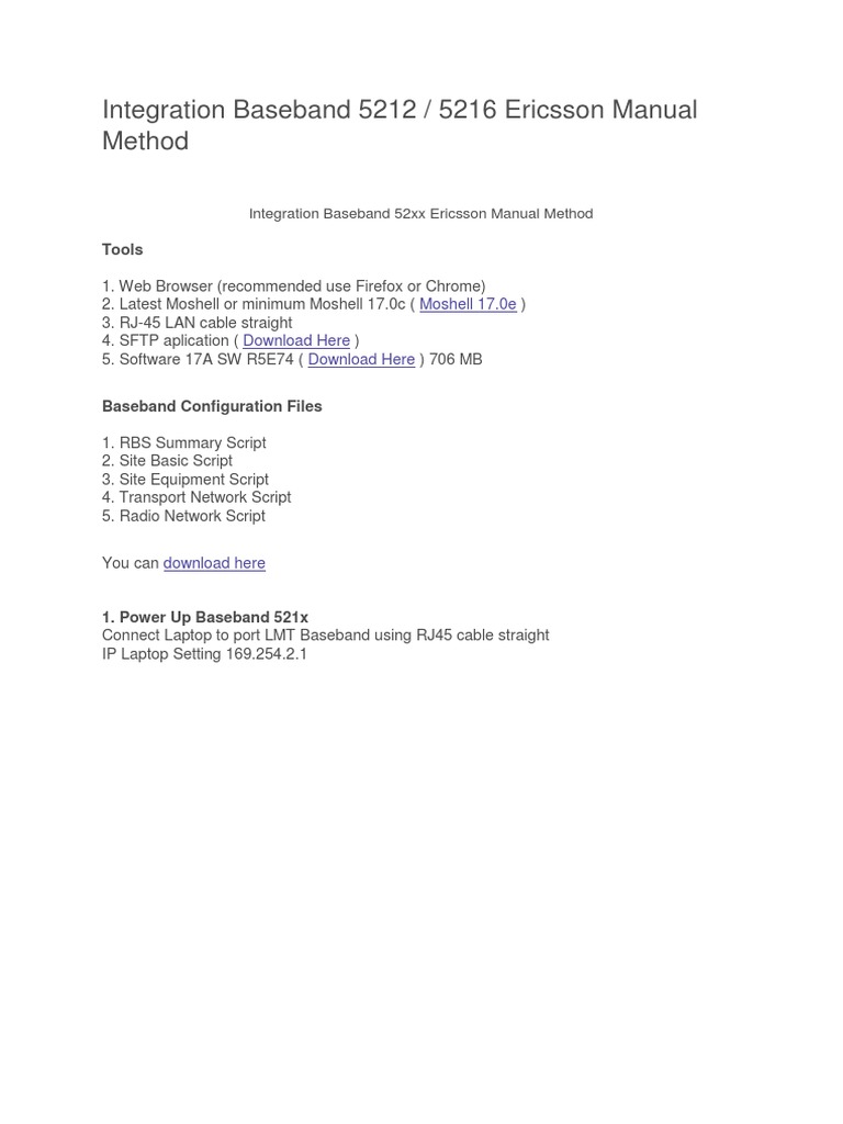 Integration Baseband 5212 5216 Ericsson Manual Method | PDF | File ...