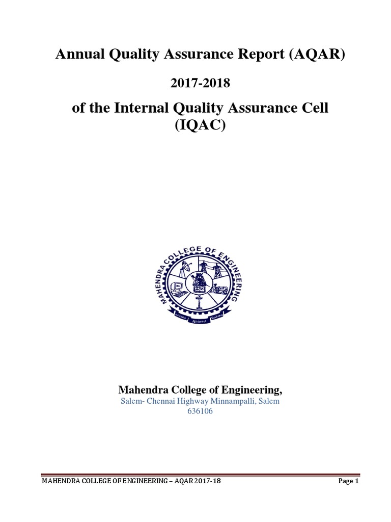 Annual Quality Assurance Report (AQAR) : Mahendra College of ...