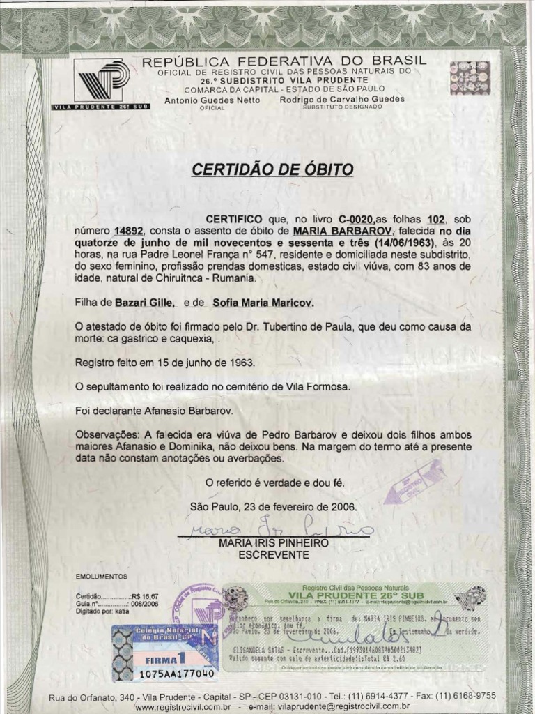 Atestado De Obito