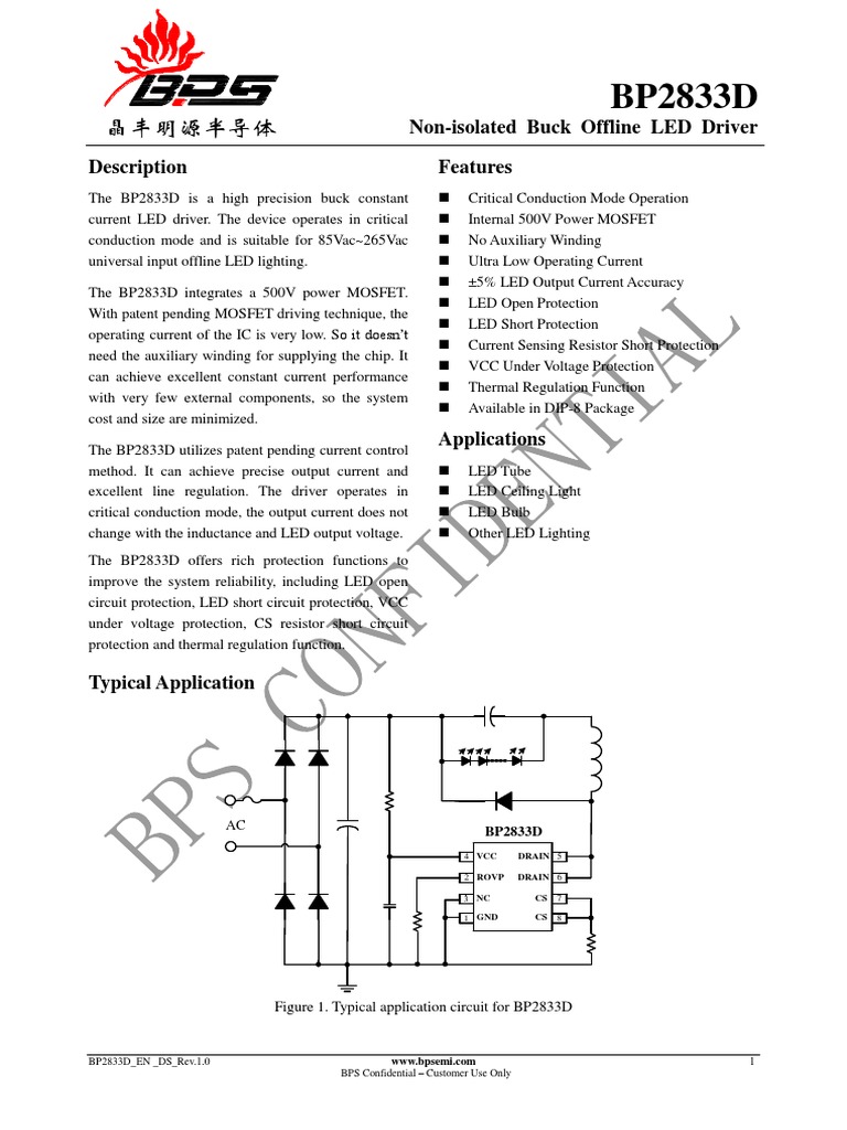 BP2833D Datasheet | PDF | Mosfet | Inductance