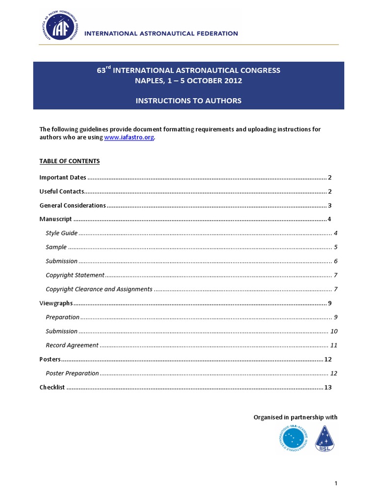 IAC 2012 - Guidelines For Authors | PDF | Copyright | Microsoft Power Point