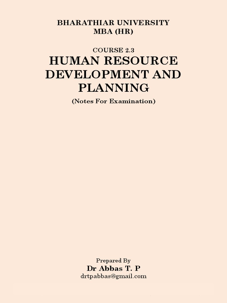 Human Resource Development and Planning ExamNotes | PDF | Performance ...